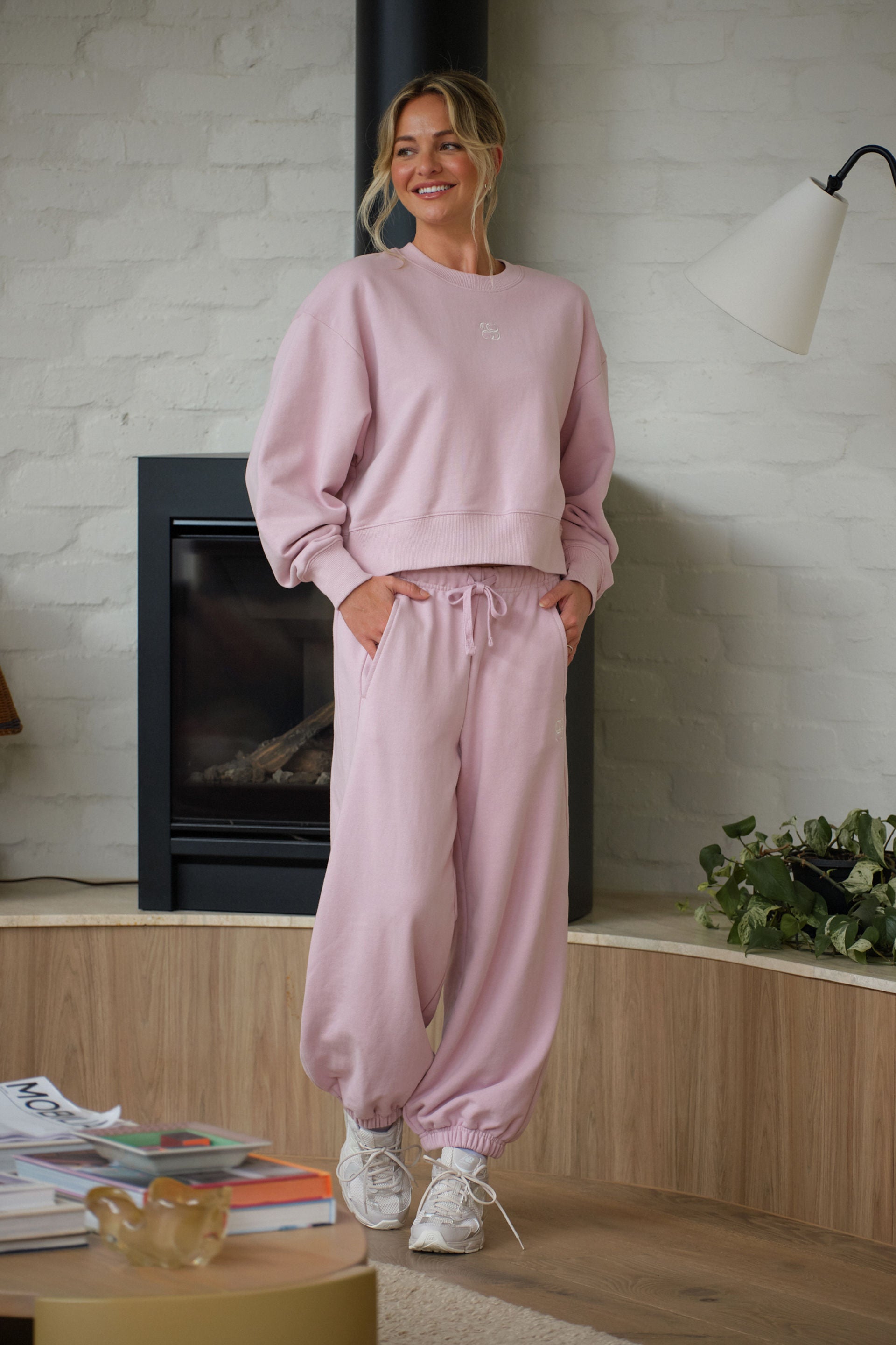 Ceres Life Barrel Leg Trackpant - Blush Embroidery Logo | Kinfolk ...