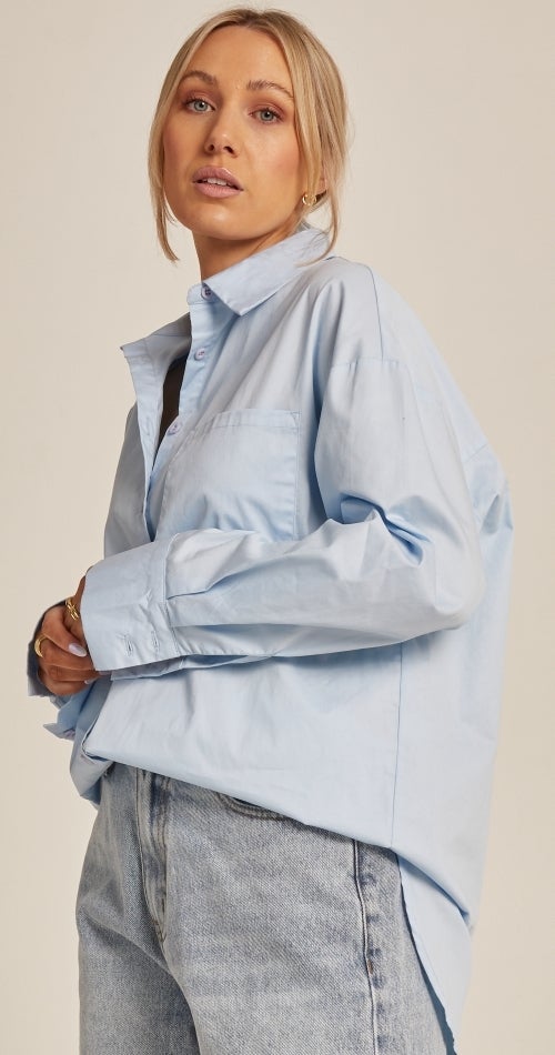 Feather and Noise Eve Shirt - Powder Blue | Kinfolk Collective